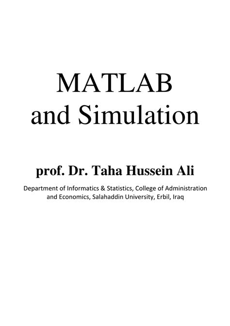 Pdf Matlab And Simulation