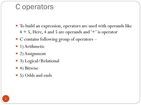 Ppt Operators In C Powerpoint Presentation Free Download Id9250845