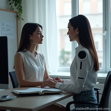 Female Manager With Virtual Ai Assistant Stable Diffusion Online