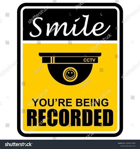 Smile Youre Being Recorded Sign Label Stock Vector Royalty Free