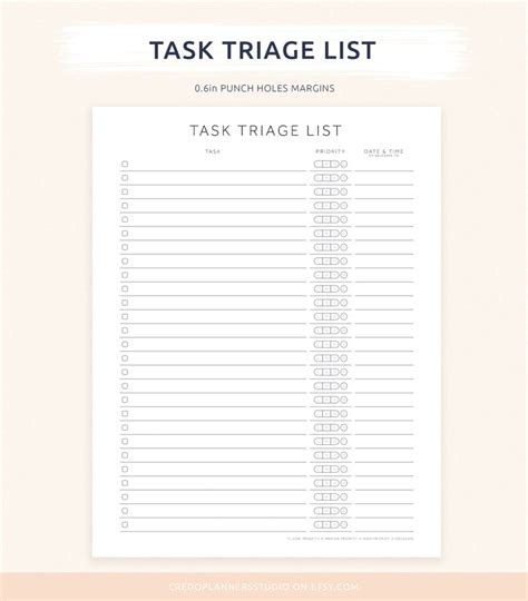 Triage Task List Brain Dump Printable To Do List Get Things Etsy