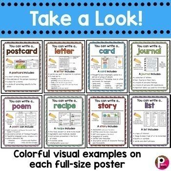 Types Of Writing Posters Writing Center Writing Paper Daily Writing Hjhalf