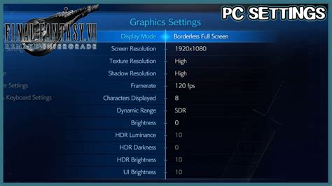 Pc Settings Final Fantasy 7 Remake Intergrade Youtube