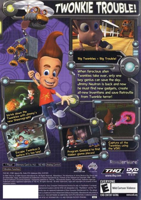 Jimmy Neutron Attack Of The Twonkies Sony Playstation 2 Game