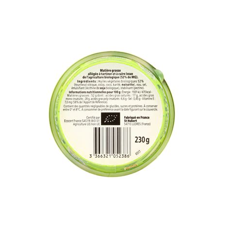MARGARINE DOUX BIO SANS HUILE DE PALME VÉGÉTAL ST HUBERT Drive Z eclerc