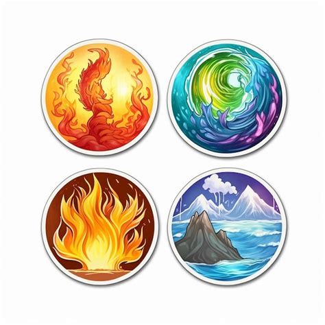 The Four Elements Fire Water Earth Sun Premium Ai Generated Image