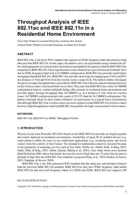 Pdf Throughput Analysis Of Ieee 802 11ac And Ieee 802 11n In A Residential Home Environment