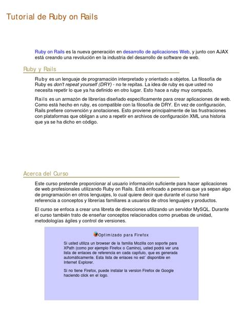 Tutorial De Ruby On Rails Pdf Ruby On Rails Programa De Computadora