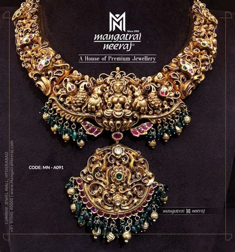 Antique Gold Nakshi Lakshmi Necklace Indian Jewellery Designs