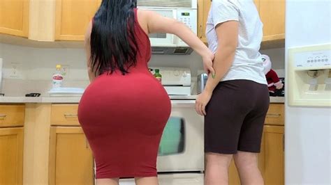 Big Ass Stepmom Fucks Her Stepson In The Kitchen After Seeing His Big