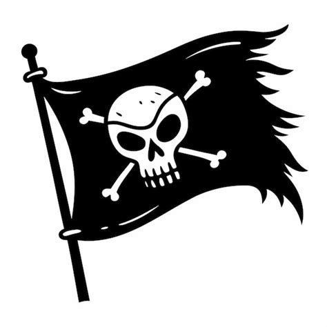 Ilustración de la bandera pirata de la calavera y los huesos cruzados