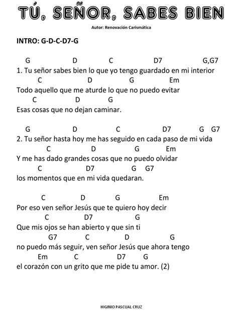 Letra Y Acordes De Tú Señor Sabes Bien Pdf