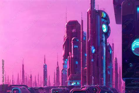 Cyberpunk Urban Scene City Of A Future Futuristic Generative Ai