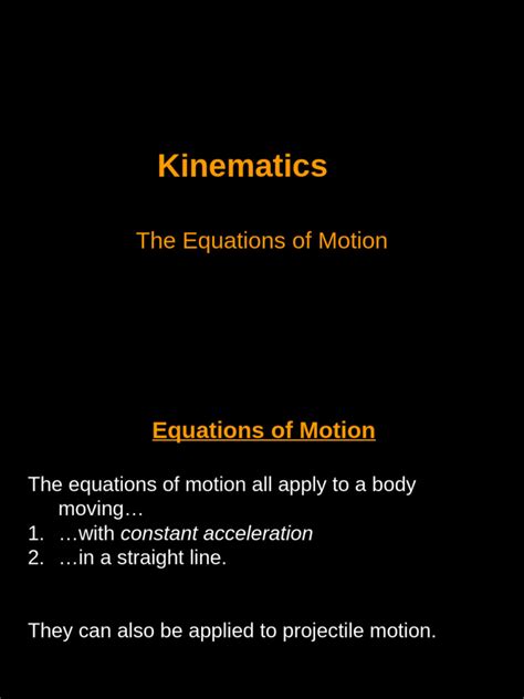 05 Kinematics Equations Of Motion Pdf Acceleration Force