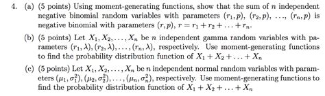 using moment generating functions show that the sum