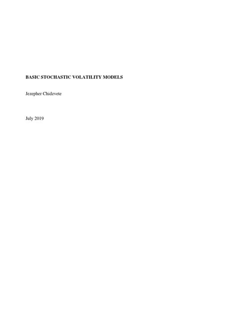 basic stochastic volatility models pdf pdf stochastic differential