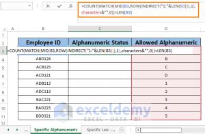 Excel Data Validation Alphanumeric Only Using Custom Formula