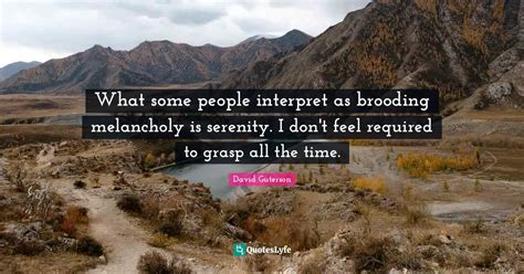 What Some People Interpret As Brooding Melancholy Is Serenity I Dont Quote By David
