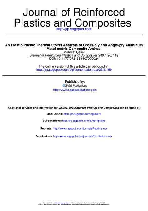 Pdf An Elastic Plastic Thermal Stress Analysis Of Cross Ply And Angle