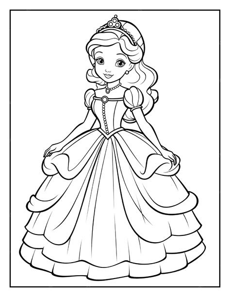 Красивые принцессы для окрашивания для детей Векторный файл Премиум