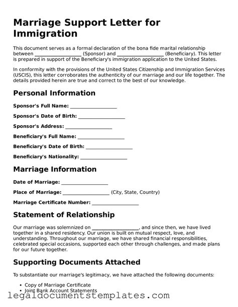 Free Marriage Support Letter For Immigration Form ⇒