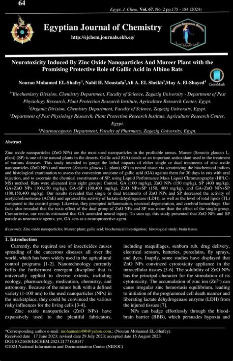 Nouran Elshafey On Linkedin Egyptian Journal Of Chemistry