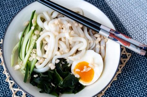 Cold Udon Soup With Tempura Batter Cold Tanuki Udon Asian Inspirations