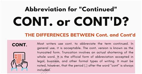 Continued Abbreviation The Correct Abbreviation For Continued