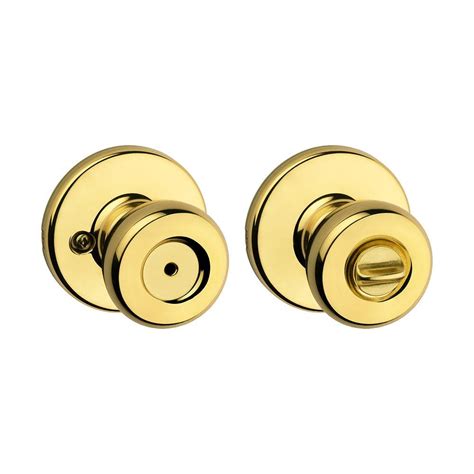 Kwikset Tylo Polished Brass Bedbath Door Knob Featuring Microban
