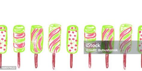 Cute Seamless Border Drawings With Wax Crayons Design For Paper Fabric