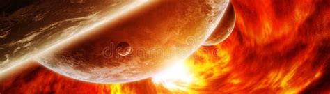 Exploding Sun In Space Close To Planet 3d Rendering Elements Of Stock Illustration