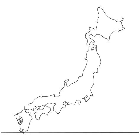 Continuous Line Drawing Of Map Japan Vector Line Art Illustration