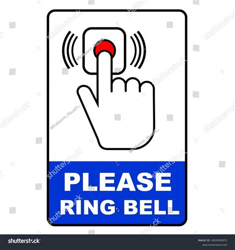 Please Ring Bell Sign Blue White Stock Vector Royalty Free 2415430571
