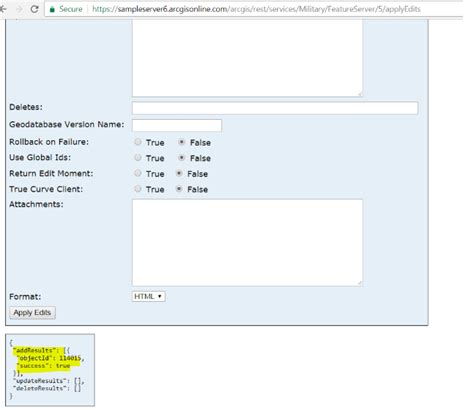 issue about calling apply edits through rest on esri community