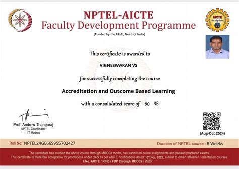 Vignes Waran On Linkedin Nptel Aicte Fdp Professionaldevelopment