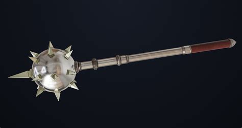 Silver Mace 01 All Pbr Unity Ue Textures Included 3d Model By Eight