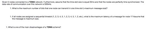Solved Given 5 Nodes Connected To A Tdma Network