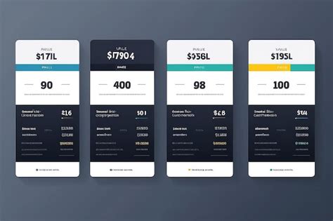 Minimal Pricing Table Layout With 4 Subscription Plans And Link Buttons