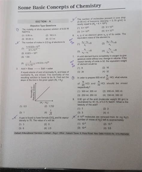 Some Basic Concepts Of Chemistry Section A Objective Type Questions 1