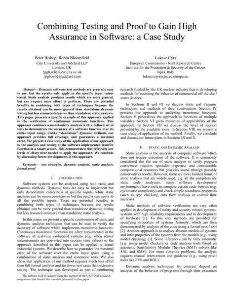 Pdf Combining Testing And Proof To Gain High Assurance In Software A