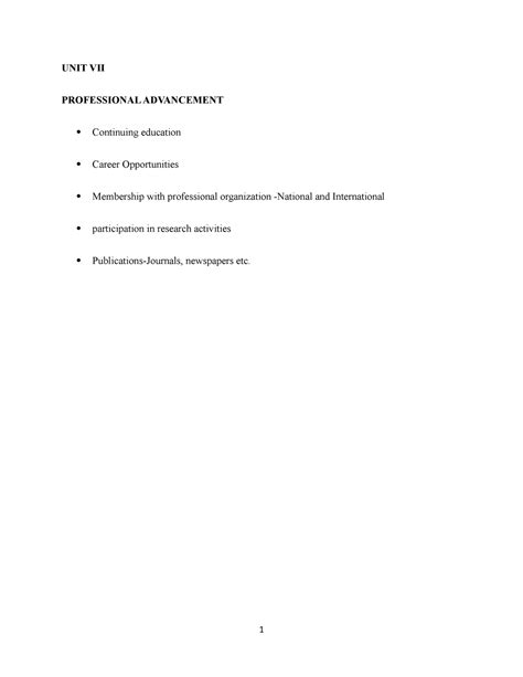 Unit 7 Bsc Nursing Unit Vii Professional Advancement Continuing