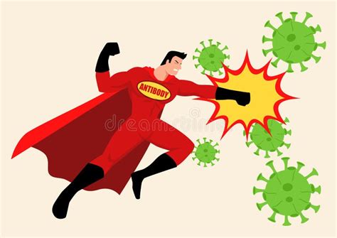 Superhero As Antibody Against Viruses Stock Vector Illustration Of
