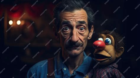 Premium Photo Portrait Theater Actor With Puppet On A Blurred Background