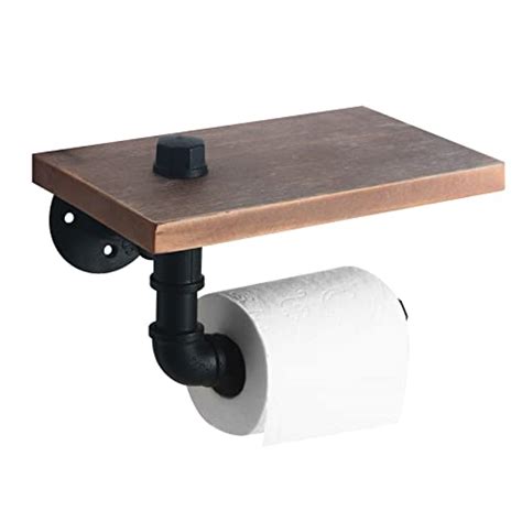 Houseaid Industrial Pipe Toilet Paper Holder With Shelf Rustic
