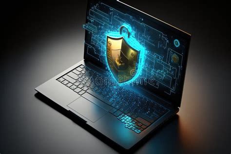 Computer On A Laptop With The Concepts Of Data Protection Cyber