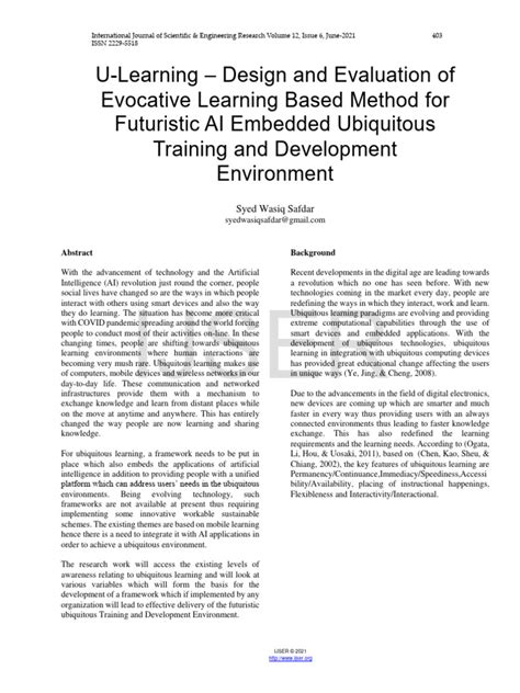 U Learning Design And Evaluation Of Evocative Learning Based Method For