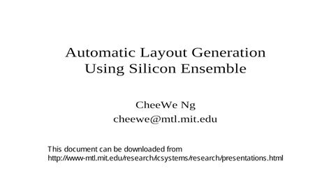Pdf Automatic Layout Generation Using Silicon Ensemble Dokumentips