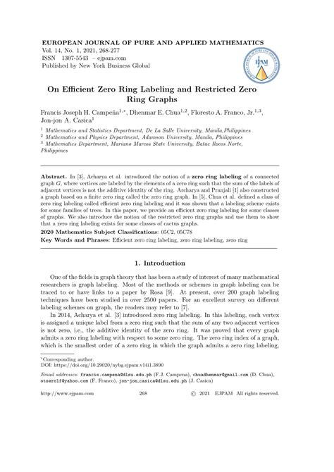 On Efficient Zero Ring Labeling And Restricted Zero Ring Graphs Docslib
