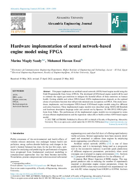 Pdf Hardware Implementation Of Neural Network Based Engine Model
