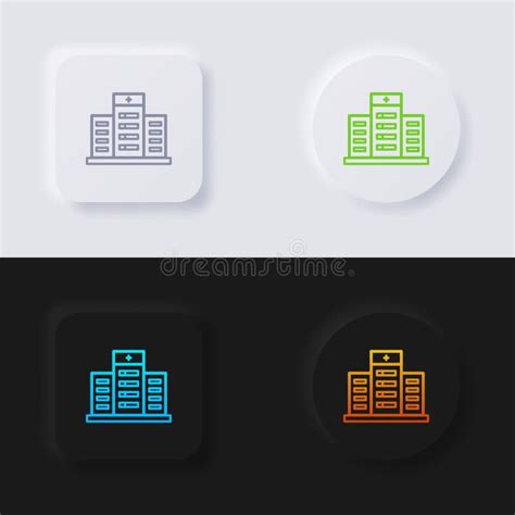 Hospital Icon Set Multicolor Neumorphism Button Soft Ui Design Stock Vector Illustration Of